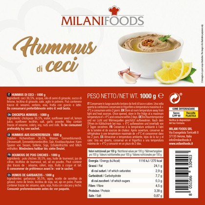 Hummus di ceci con aglio e limone - Milani Foods